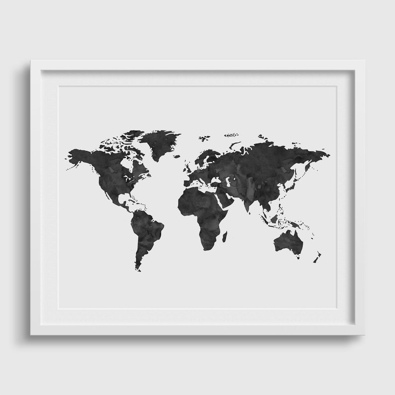 World Map Poster, World Map Print, World Map Wall Art, Watercolor ...