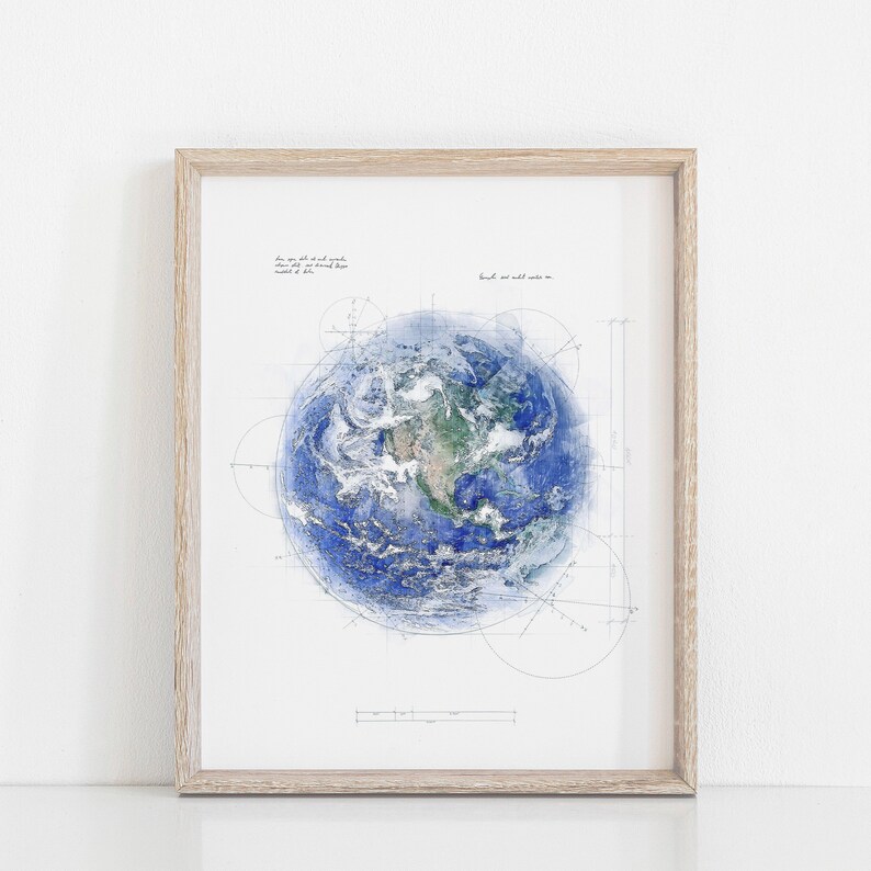 Earth Print Minimalist Blueprint Space Poster Solar - Etsy