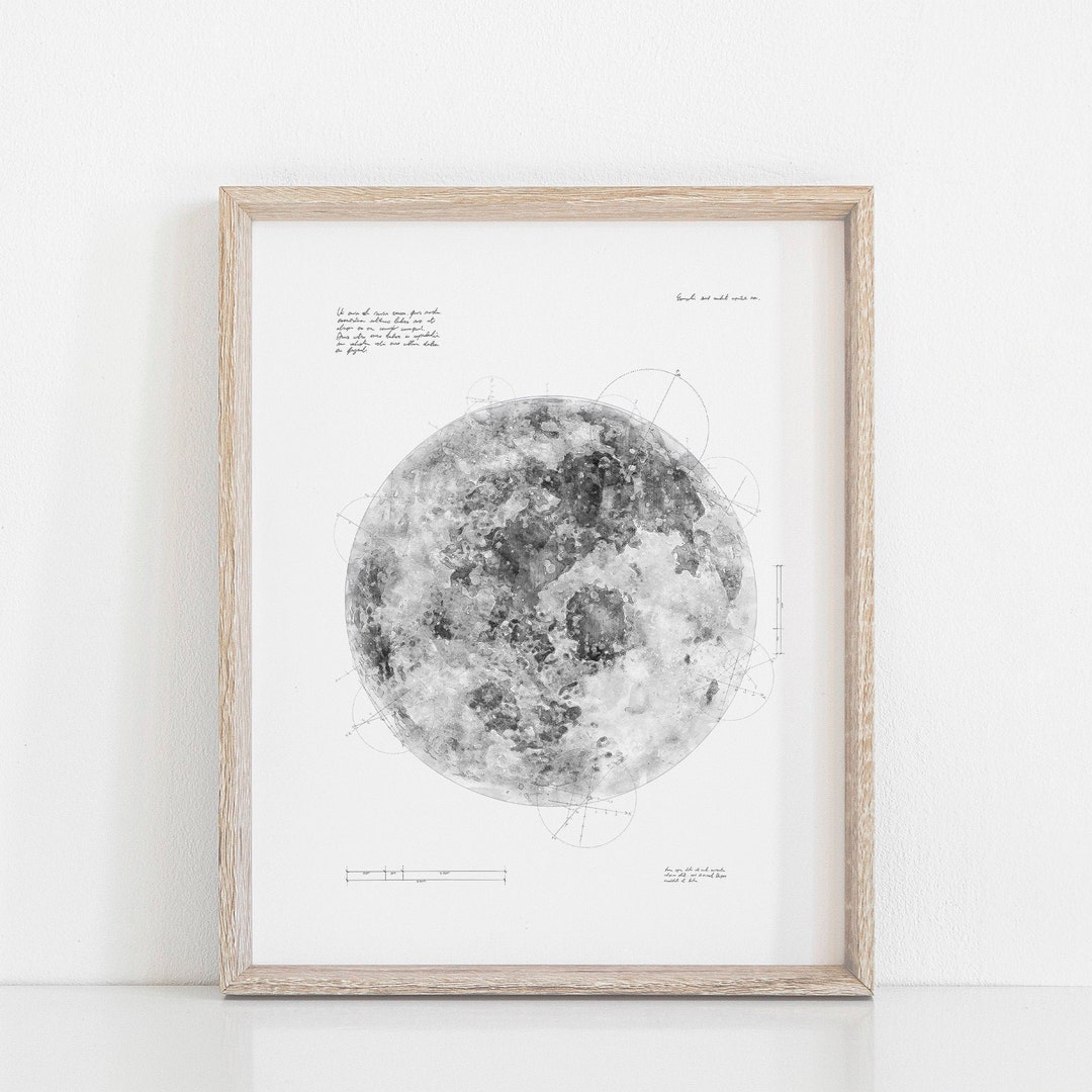 Moon Print Minimalist Blueprint Space Poster Solar System Print - Etsy