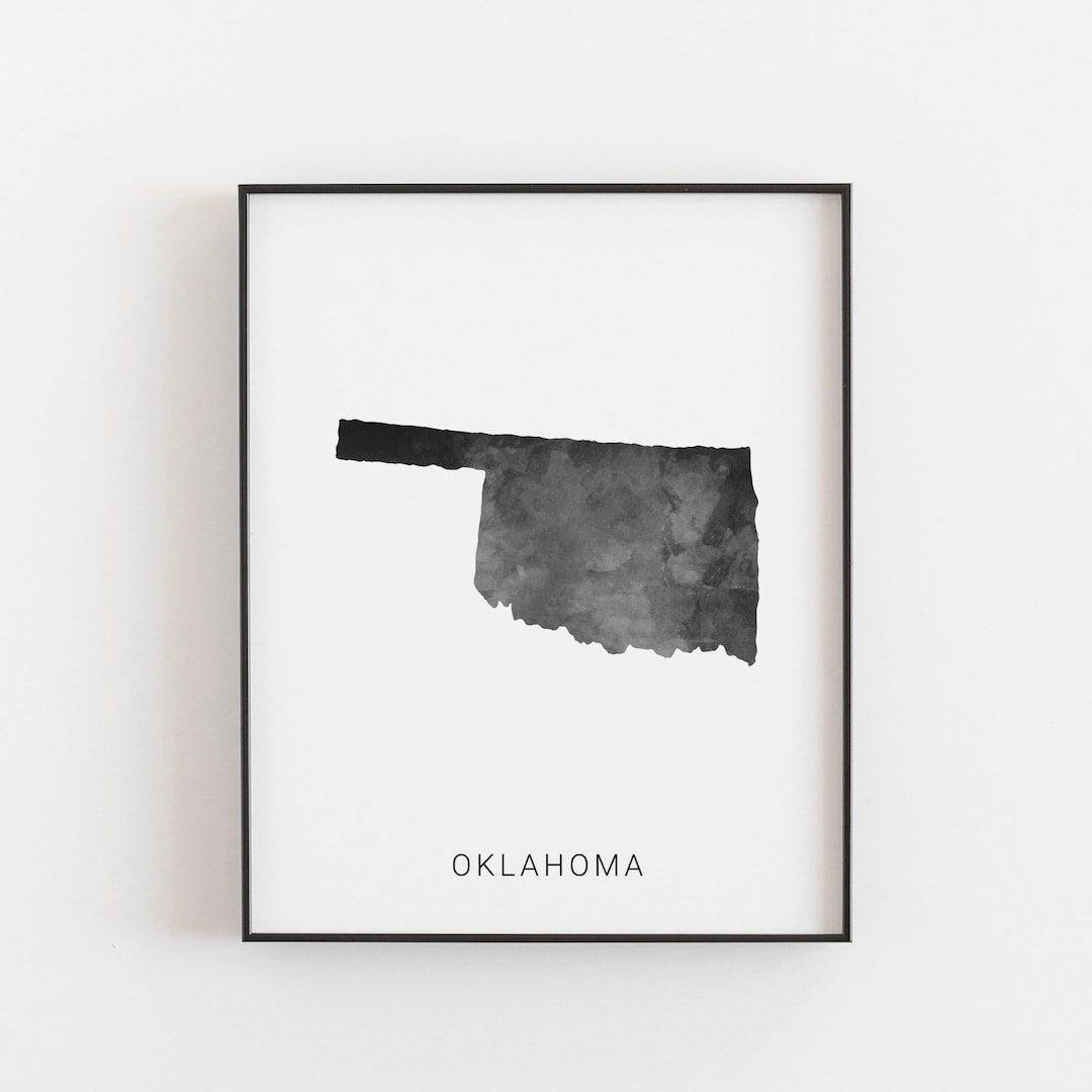Oklahoma Map Print, Oklahoma State Map Art, Oklahoma, State Map Print ...