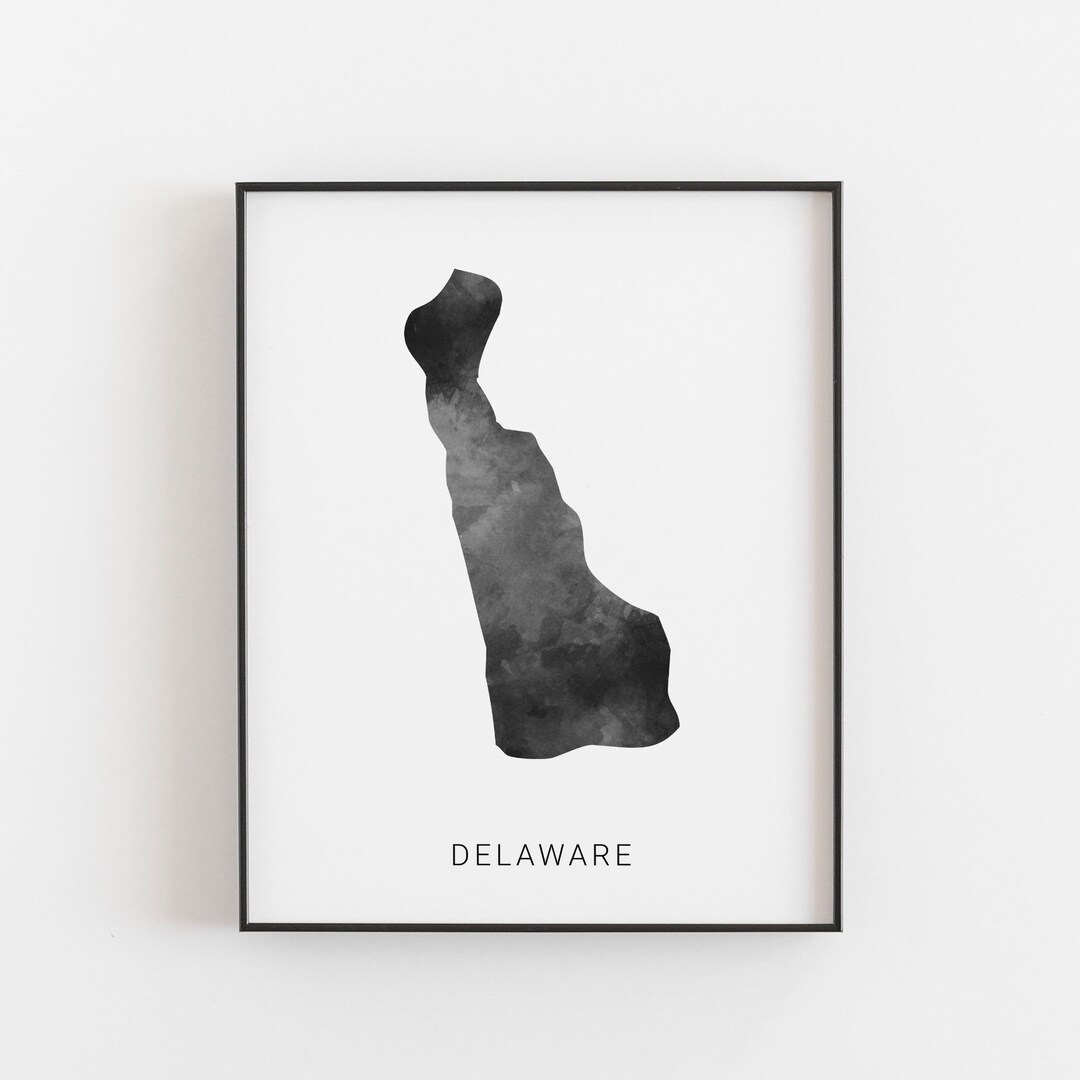 Delaware Map Print, Delaware State Map Art, State Map Print, Map Art ...