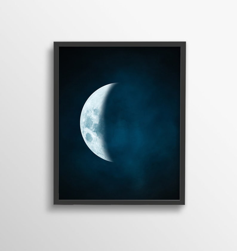 Moon Phases Wall Art, Moon Phases Set, Watercolor Moon Wall Art, Lunar ...