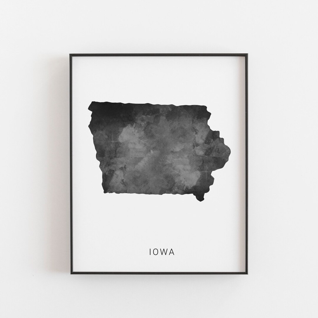 Iowa Map Print, Iowa State Map Art, Iowa, State Map Print, Map Art, USA ...