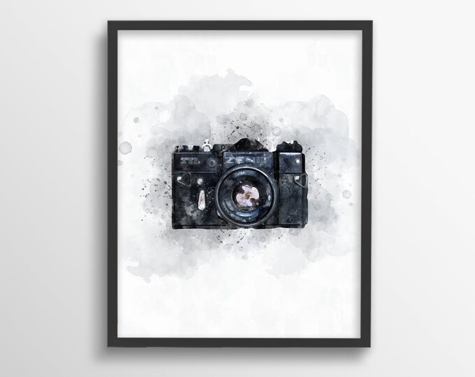 Camera Wall Art, Camera Print, Camera Printable, Watercolor Camera ...
