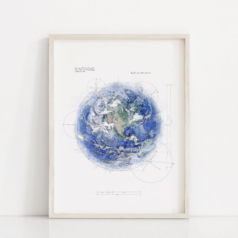 Earth Print Minimalist Blueprint Space Poster Solar - Etsy