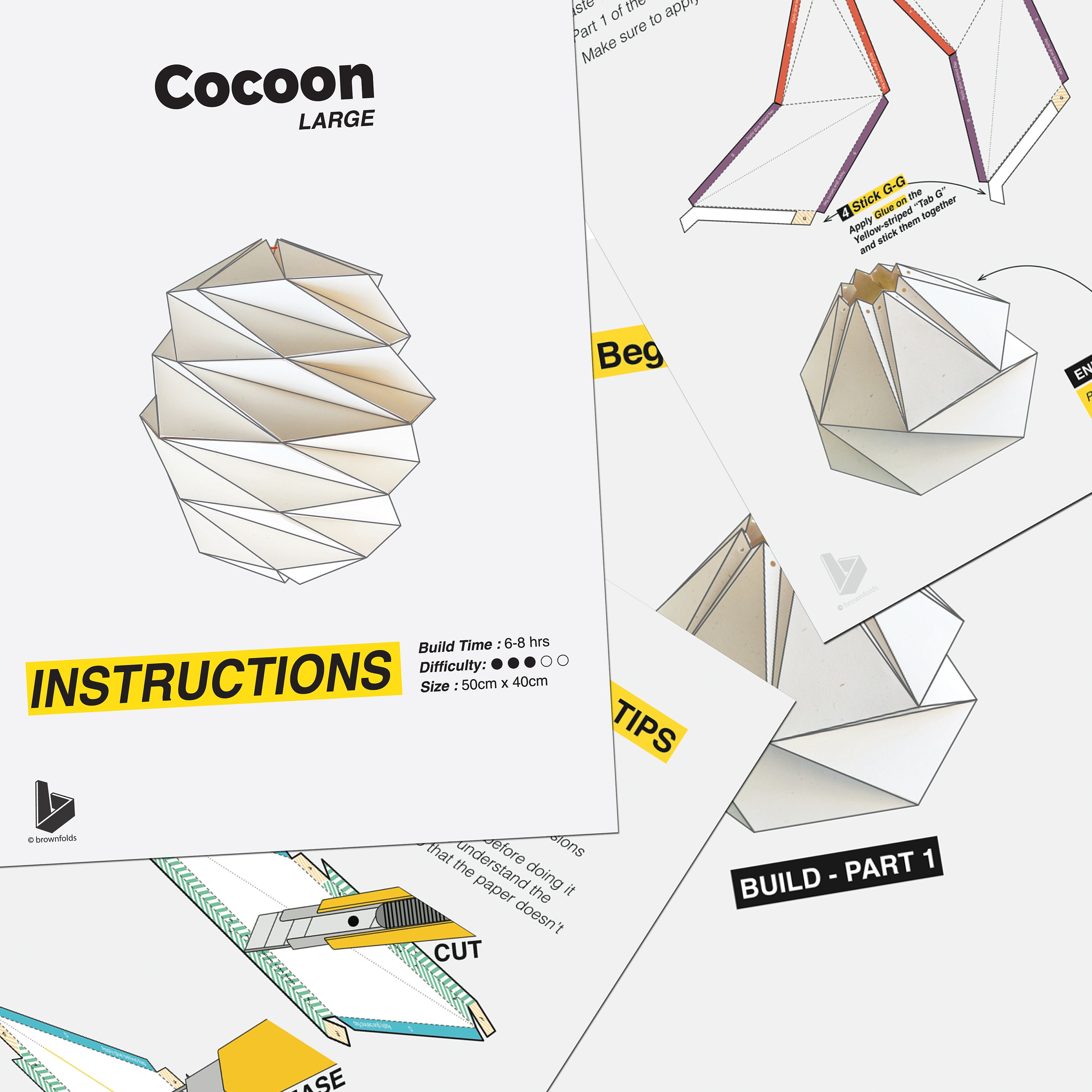 Cocoon Large DIY Paper Lampshade Instant PDF Download - Etsy UK