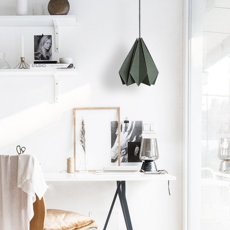 Brownfolds Grey paper origami lamp shade Vanilla Bliss single | Etsy