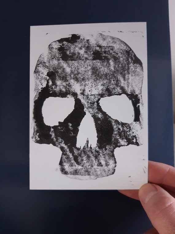 Home Décor Wall Décor Skull Linocut Print Skull Print Custom Art Prints ...