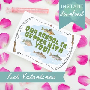 Cute Fish Valentine Printable Instant Download Printable DIY Valentines ...