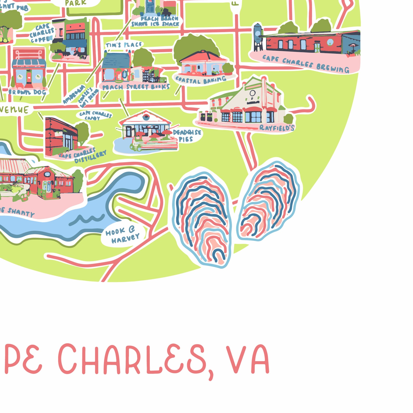 Cape Charles Map Print Cape Charles Va Collection - Etsy