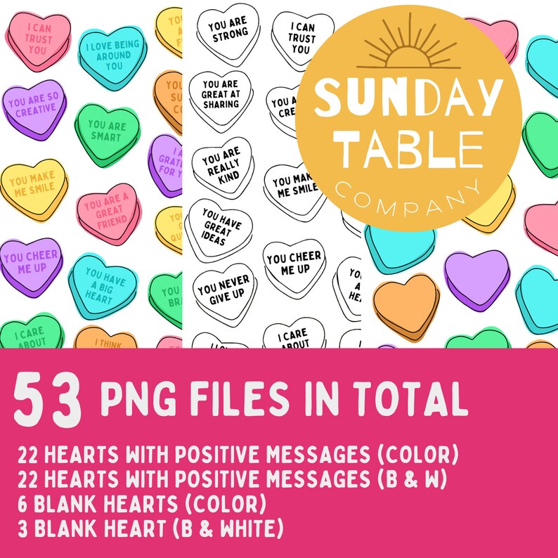 Conversation Hearts Clip Art Set Positive Message - Etsy