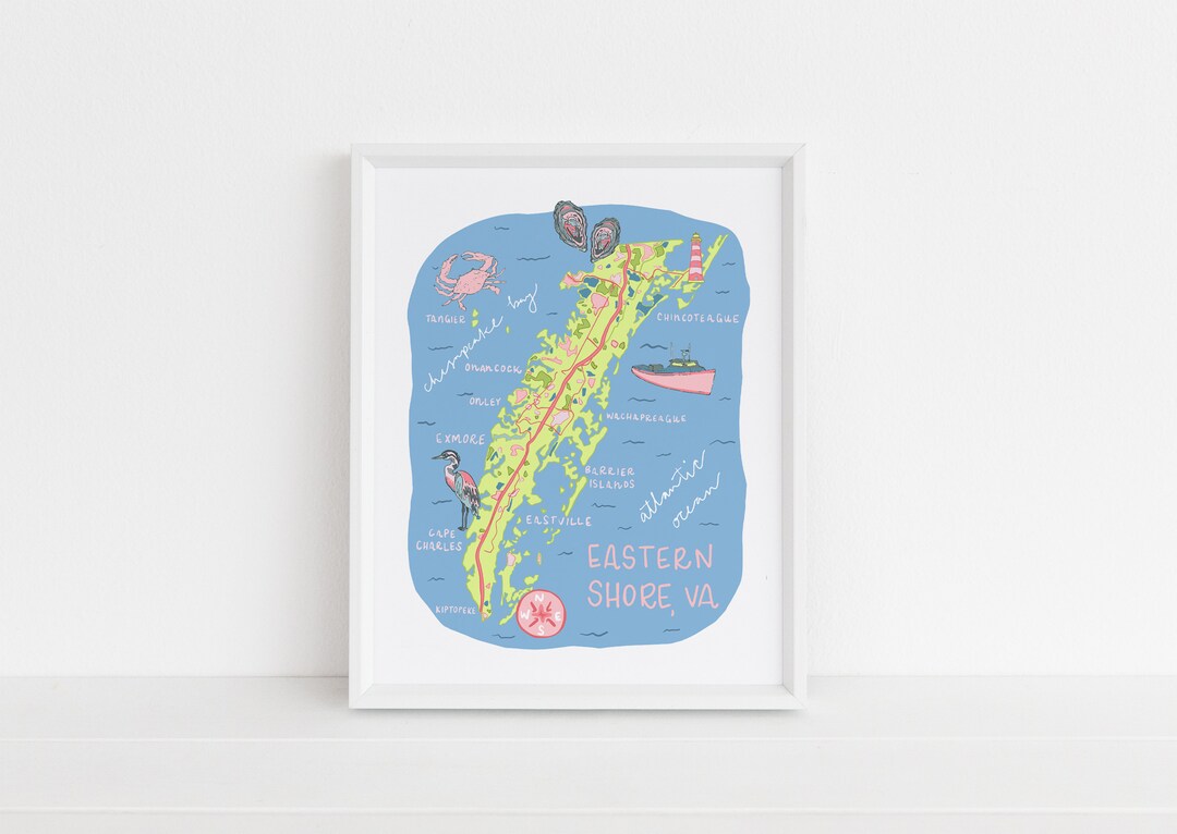 Eastern Shore Map Print || Cape Charles, Va Collection || Eastern Shore ...