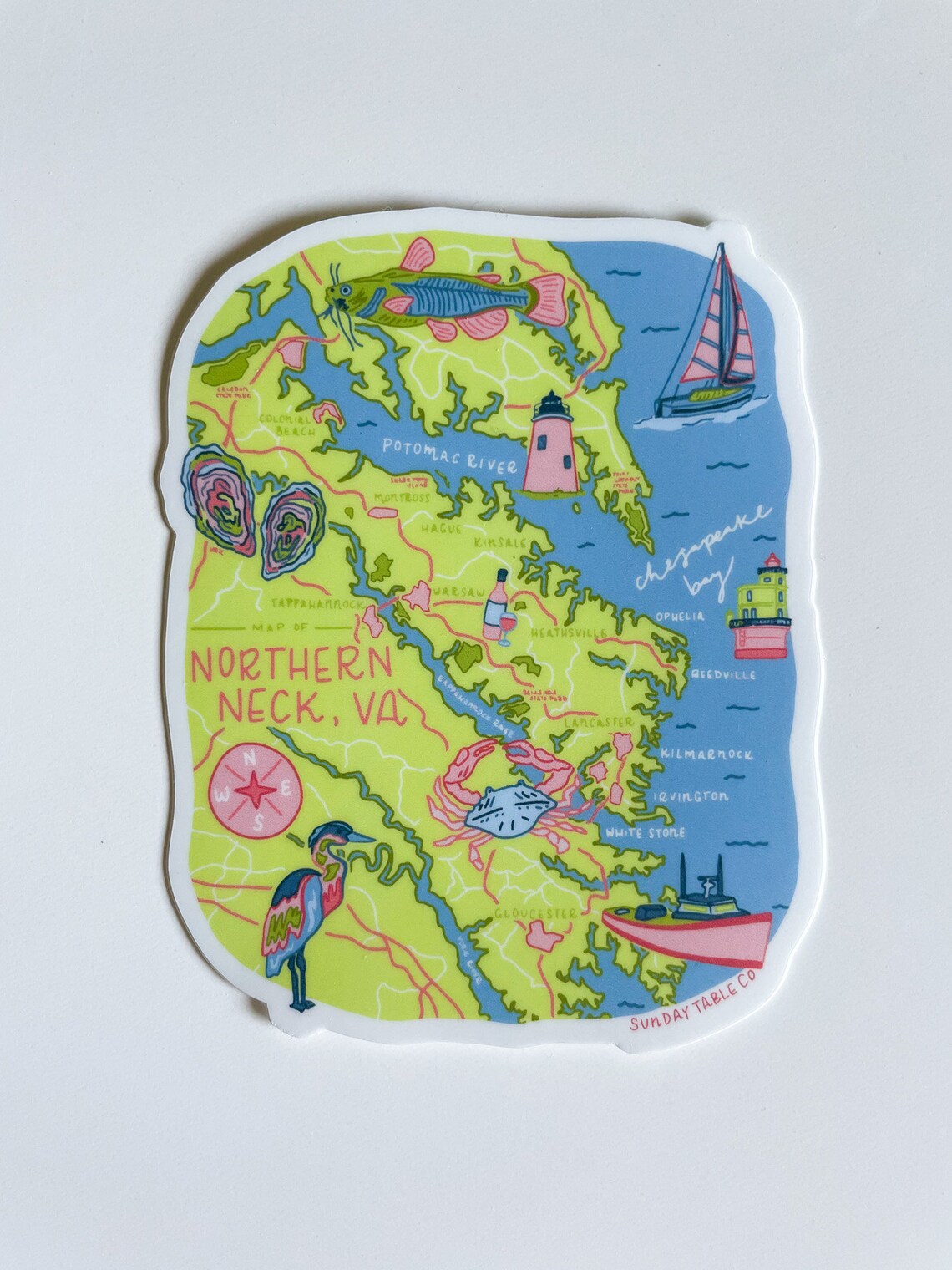 Northern Neck Map Sticker Virginia Map Die-cut Stickers - Etsy
