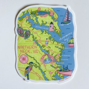 Northern Neck Map Sticker || Virginia Map Die-cut Stickers || Vinyl ...
