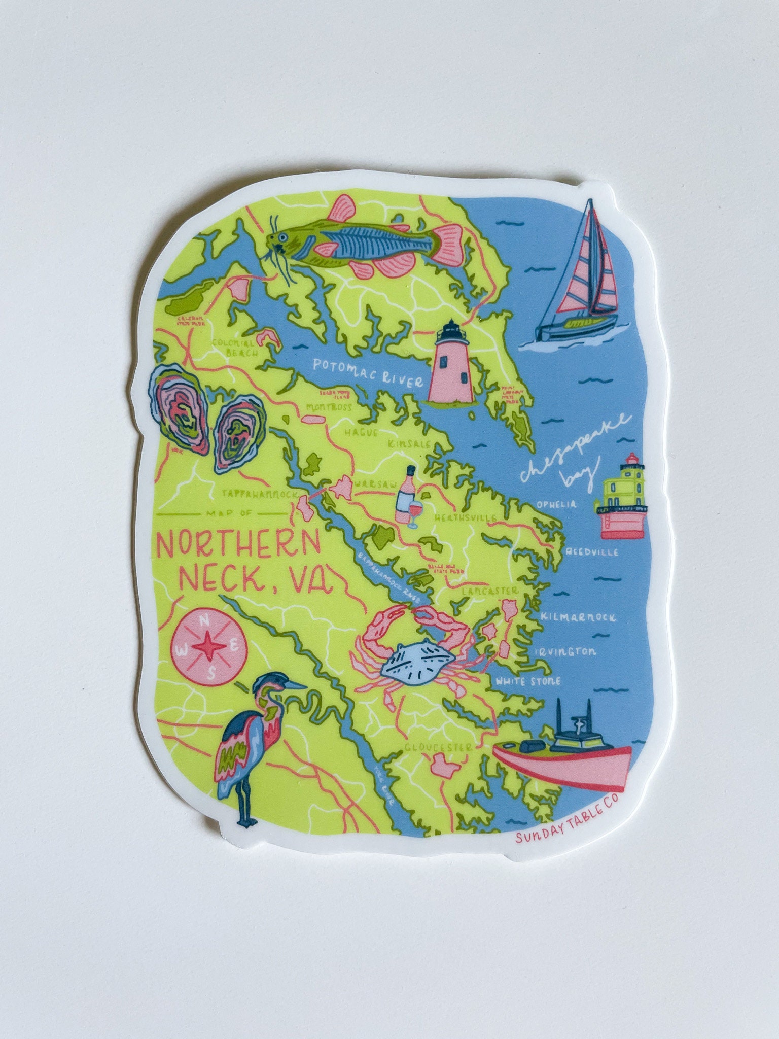 Northern Neck Map Sticker Virginia Map Die-cut Stickers - Etsy