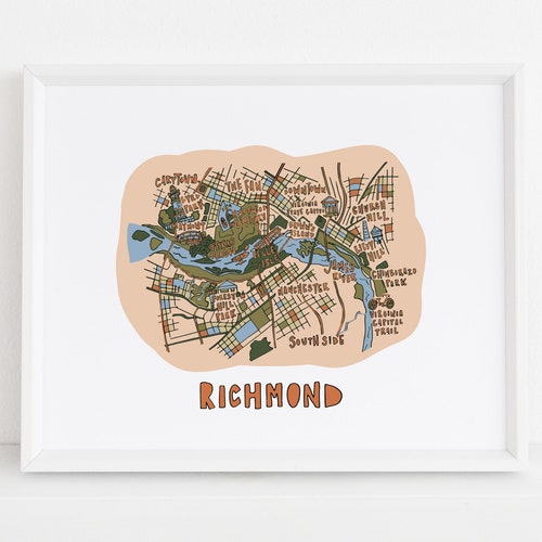 Richmond Map Print Richmond Va Collection | Etsy