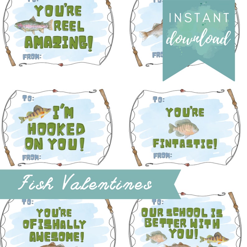 Cute Fish Valentine Printable Instant Download Printable - Etsy
