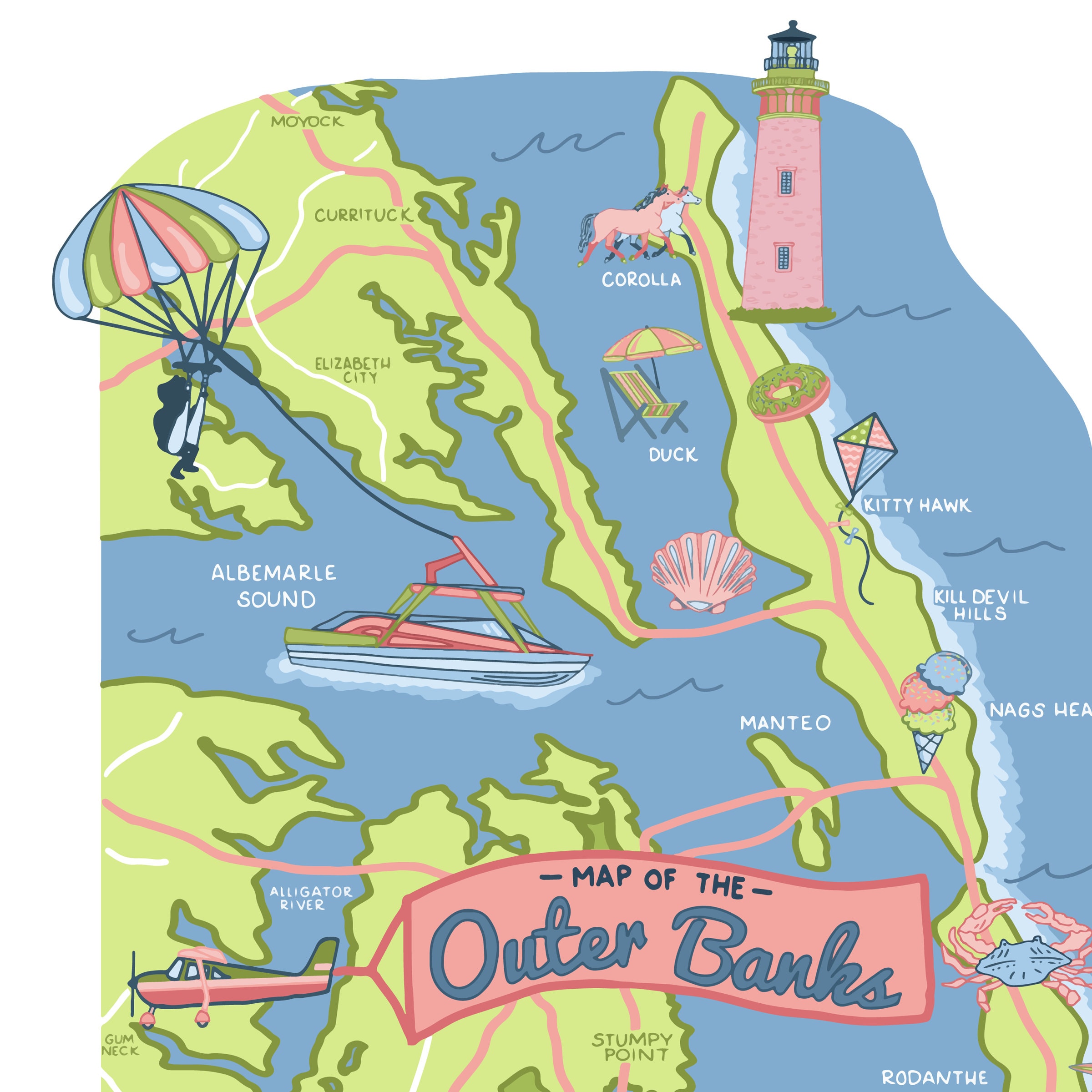 Map Of Outer Banks Duck All Of The Best Things To Do At The Duck, NC,
