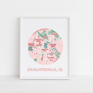 Charlottesville, Virginia Map || UVA Graduation Gift || Housewarming ...
