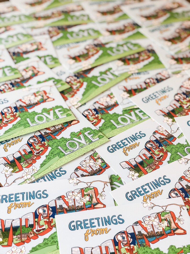 Greetings From Virginia Postcard | Springtime Illustration (4x6) - Etsy