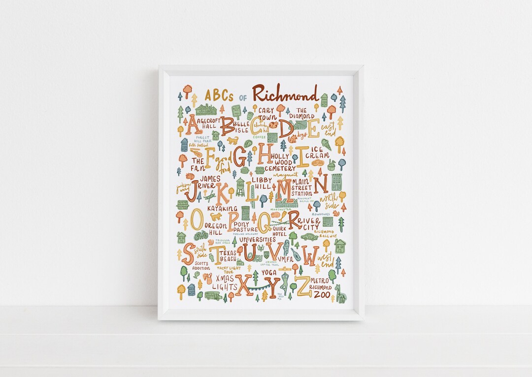 Richmond Virginia Alphabet Art Print | RVA Illustrated Abcs - Etsy