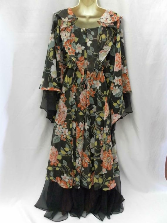 Vintage Jean Varon Designer Maxi Dress 1970s Boho Des… - Gem