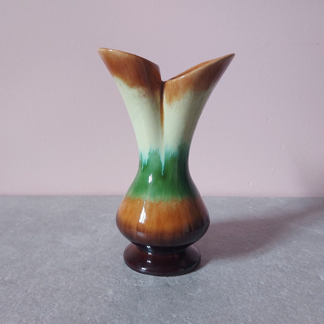 Vintage Double Vase Drip Glazed West German Vase Ceramic - Etsy