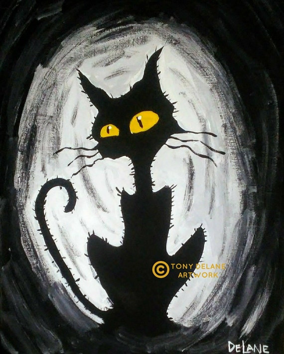 Black Cat Art Print. the Original Painting is Available for - Etsy