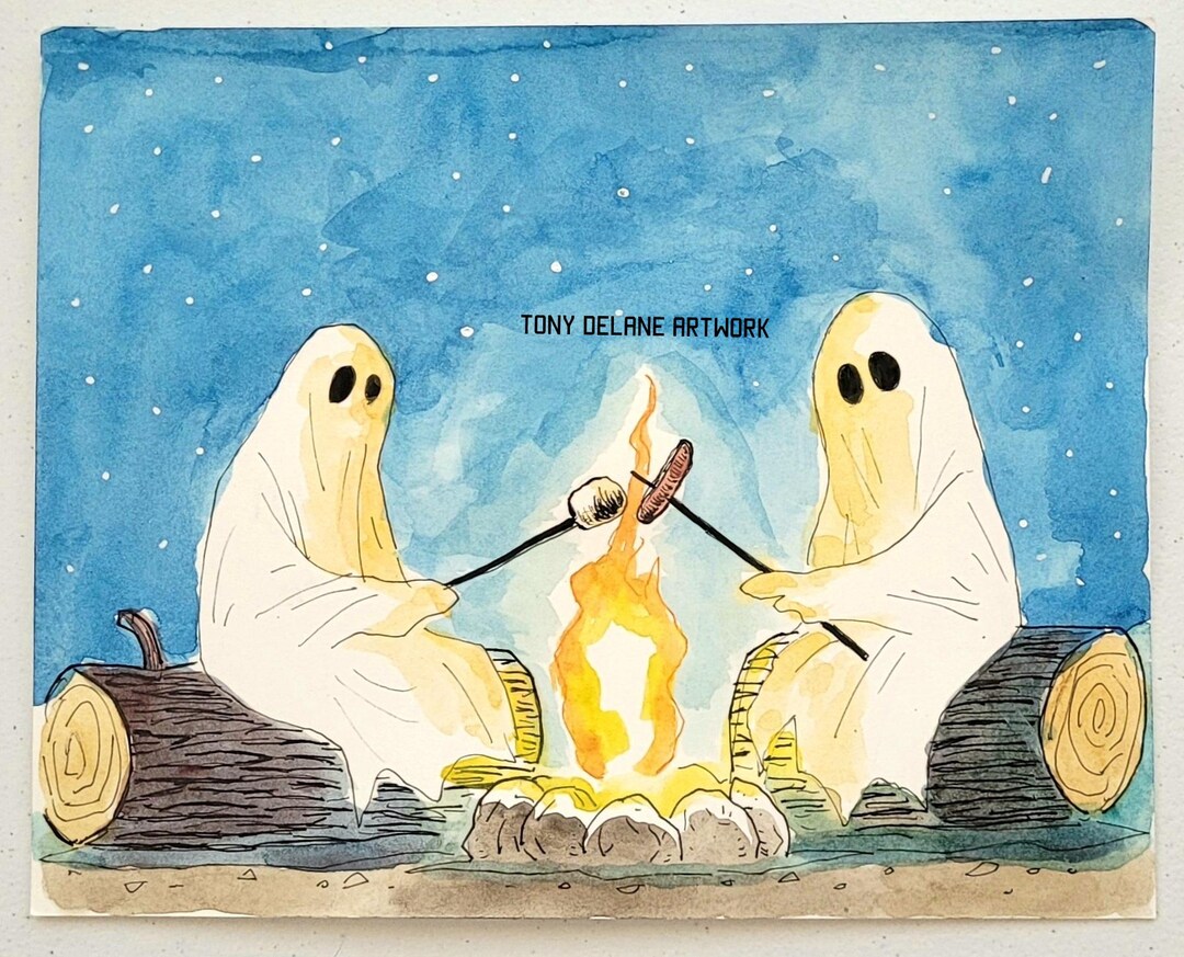 Ghost Camping Original Watercolor. Approximately 10x8 Inches in Size - Etsy