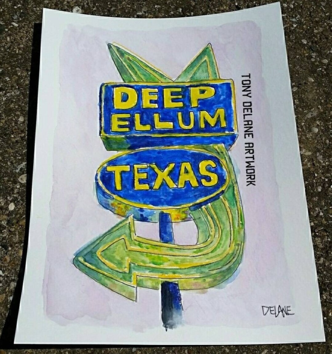 ORIGINAL Deep Ellum Neon Sign Watercolor on Paper and is 9x12 Inches in ...