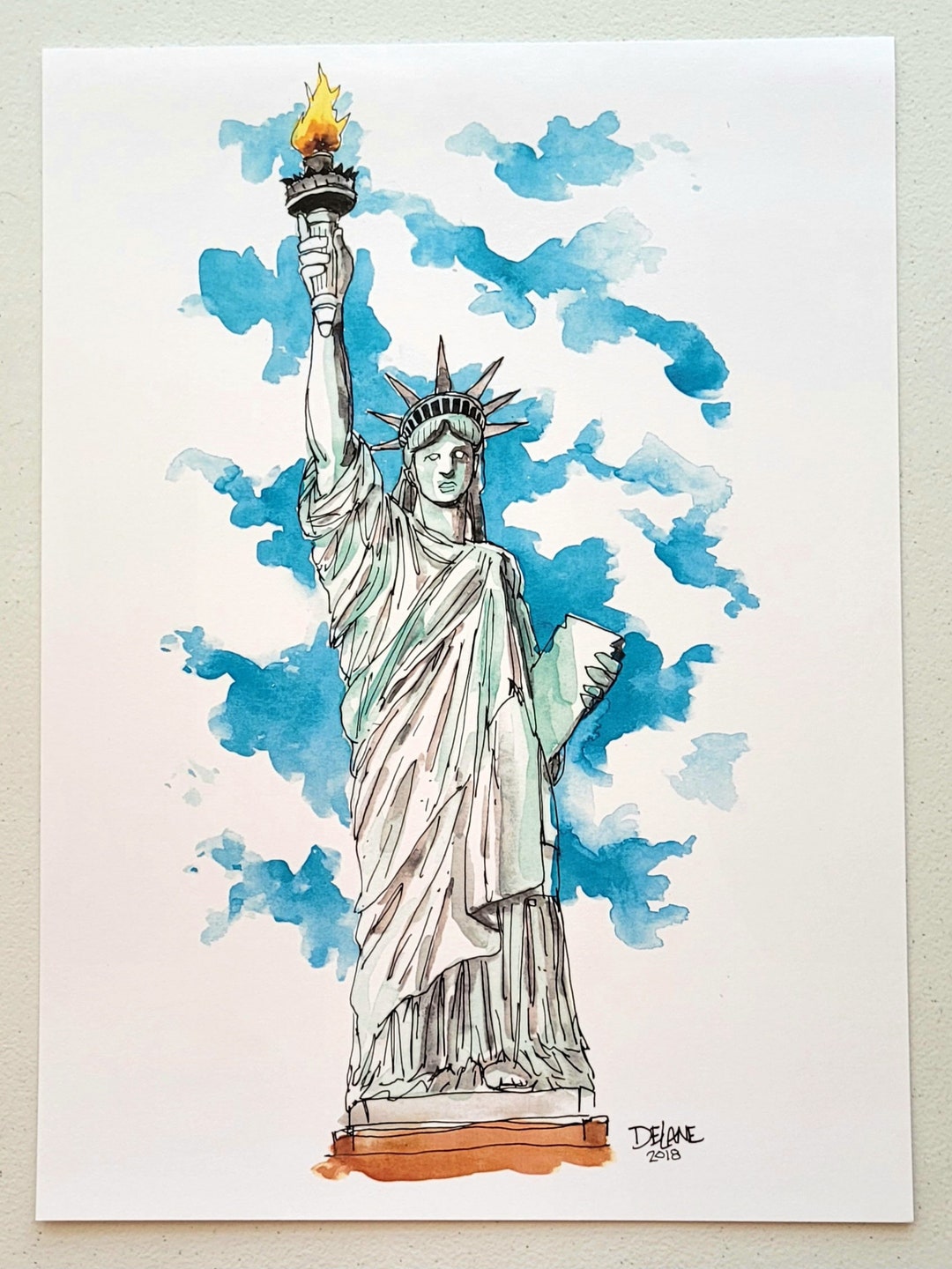 Lady Liberty Art Print. Print May Be Rolled and Shipped in a Mailing ...