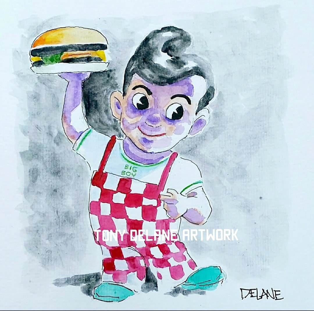 ORIGINAL Big Boy Hamburger Watercolor. 8 Inches by 8 Inches in Size. - Etsy