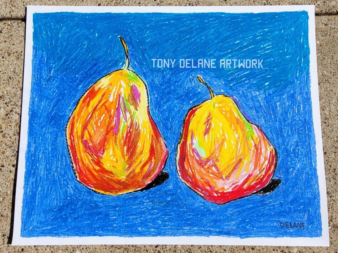 Original Oil Pastel Pears Painting – Still Life Art (23x18 Inches) - Etsy