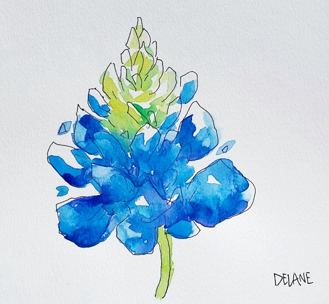 Bluebonnet Watercolor Print. 8x8 Inches in Size. - Etsy