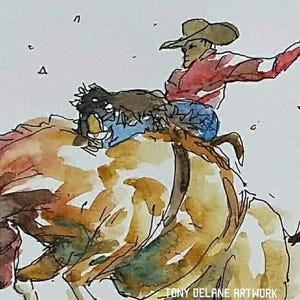 Rodeo Watercolor Art Print on Paper. 8 Inches by 8 Inches in Size. - Etsy