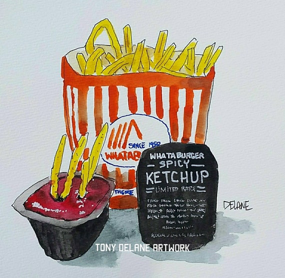 Whataburger Watercolor Art Print on Paper. 8 Inches by 8 - Etsy