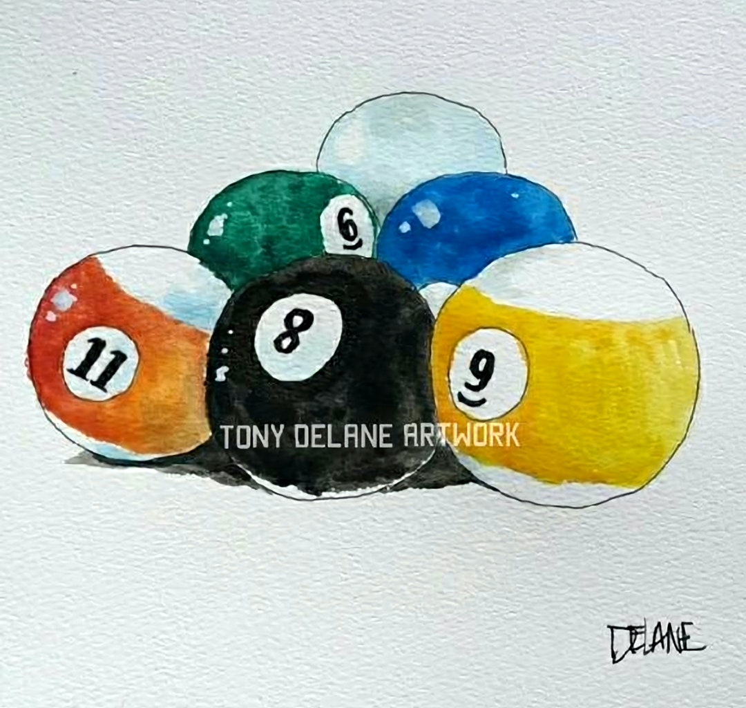 Pool Balls Watercolor Print. 8x8 Inches in Size. the Original Painting ...
