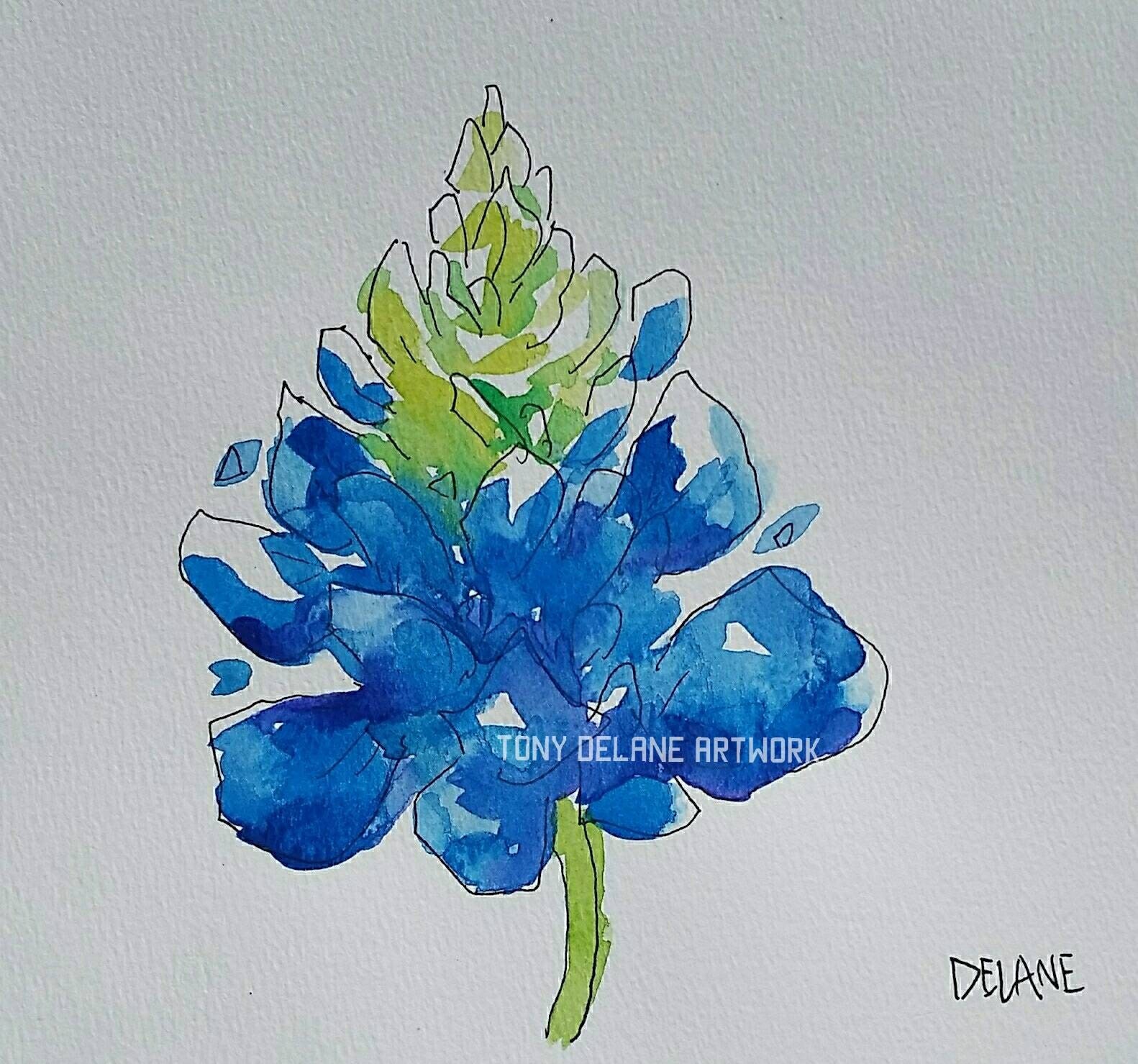 Bluebonnet Watercolor Print. 8x8 Inches in Size. - Etsy