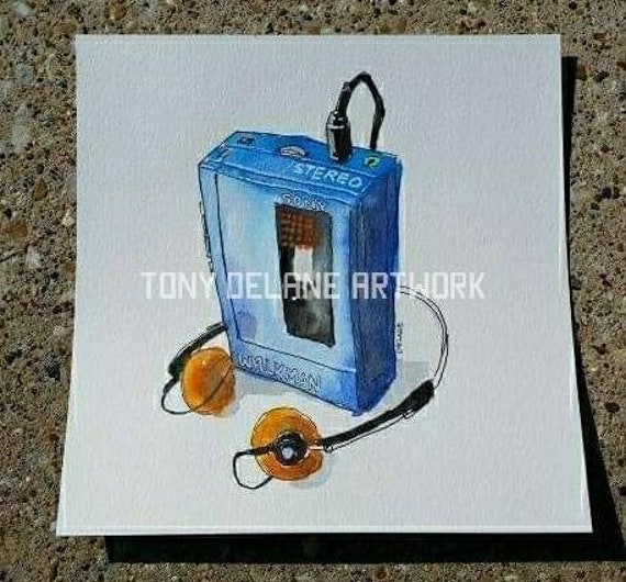 Original Walkman Watercolor. This Piece is on 8 Inch by 8 Inch | Etsy