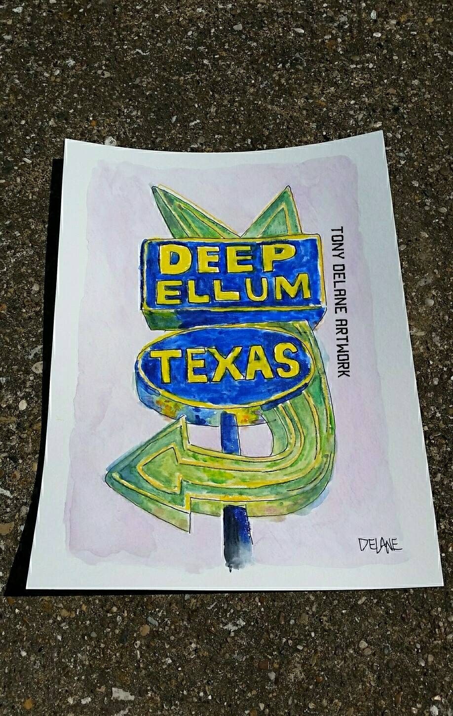 ORIGINAL Deep Ellum Neon Sign Watercolor on Paper and is 9x12 Inches in ...