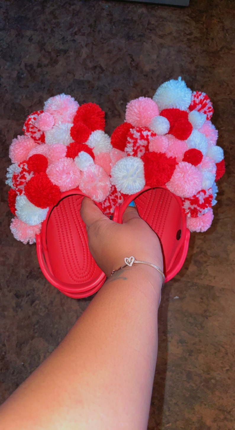 Pompom Valentines Day Crocs - Etsy