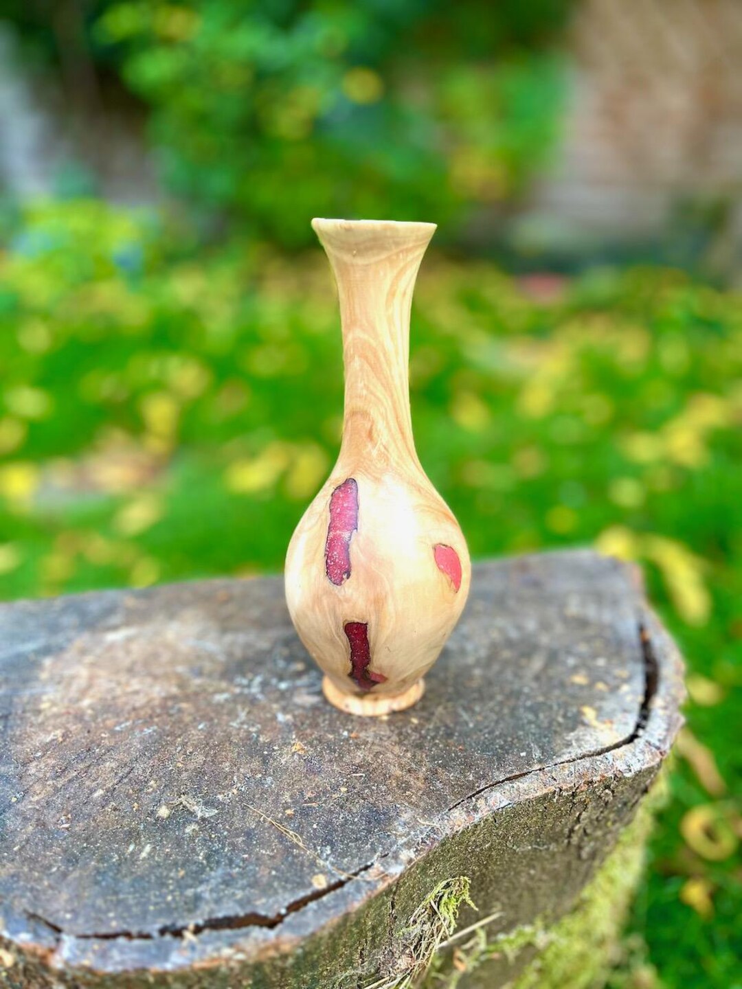 Rowan Wood Vase With Tinted Resin Infills. - Etsy