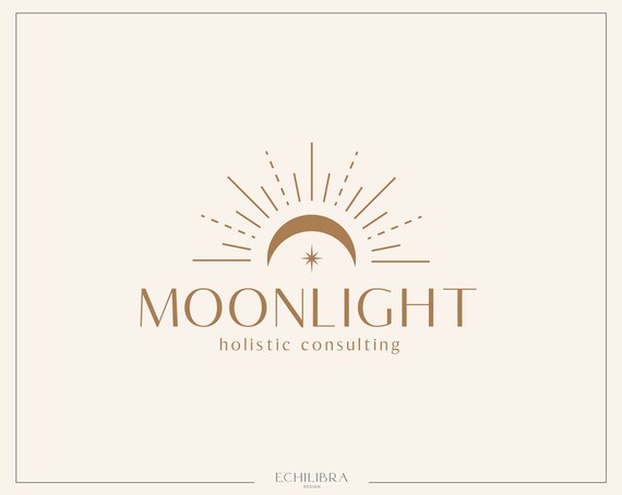 Moon and Star Pre-made Logo Sun Rays Modern Photography - Etsy