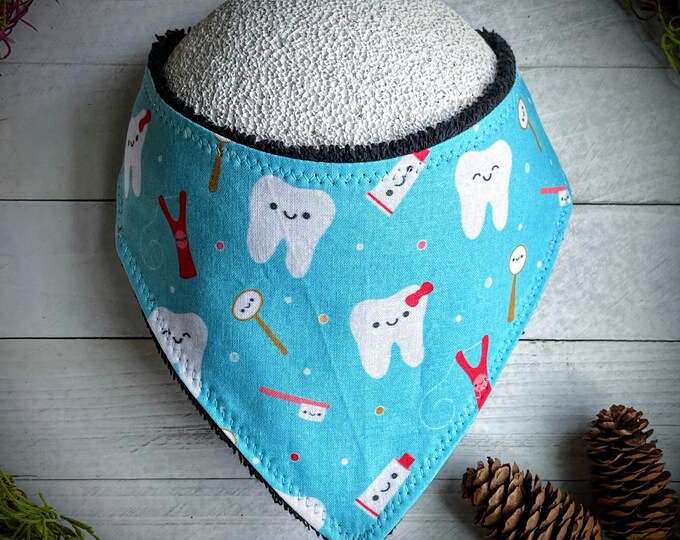 Bib Happy Little Teeth Bandana Bib Cute Tooth Dentist | Etsy