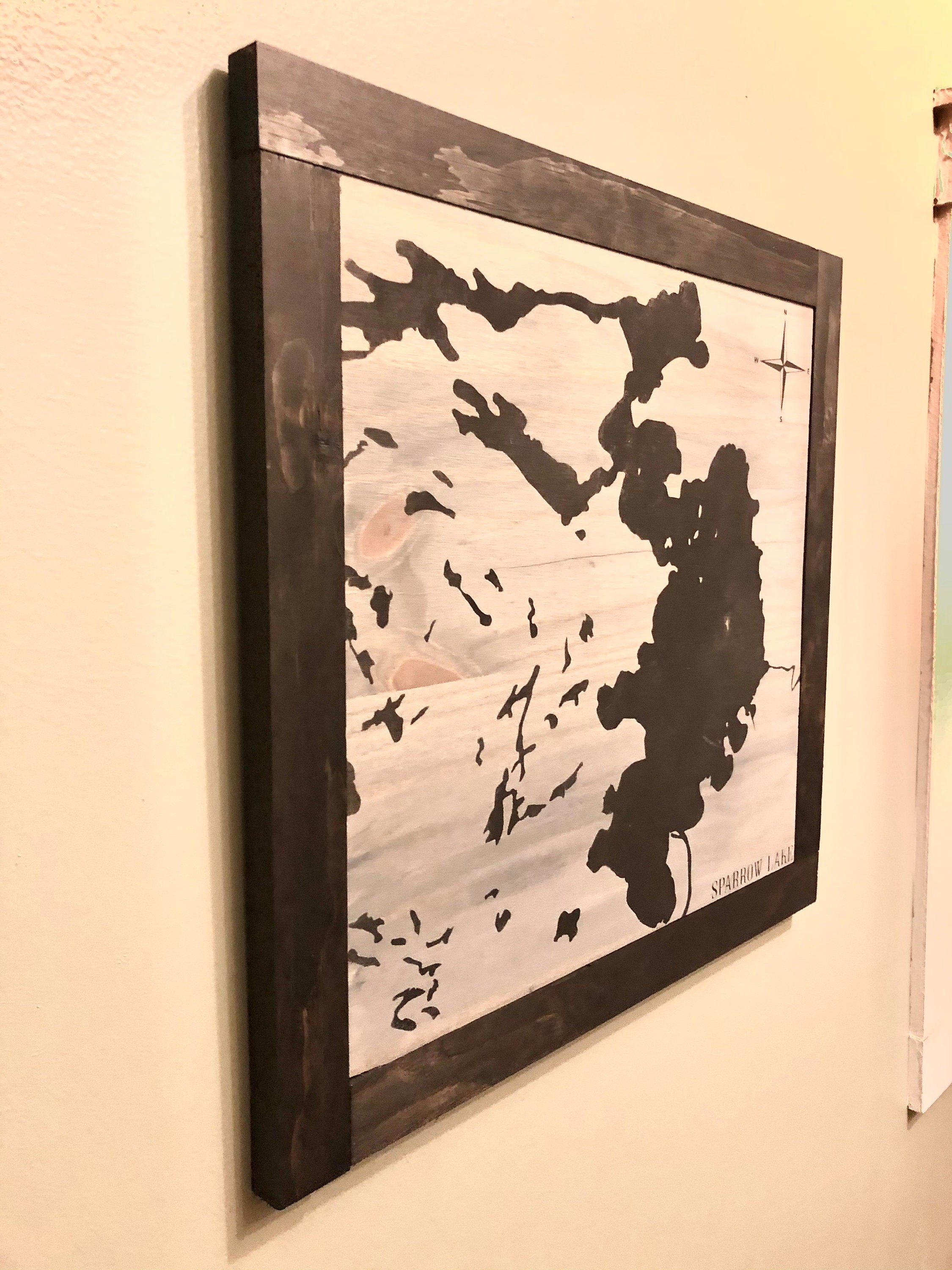 Sparrow Lake Map Lake Sign Farmhouse Wood Sign Rustic Sign Cottage Sign ...