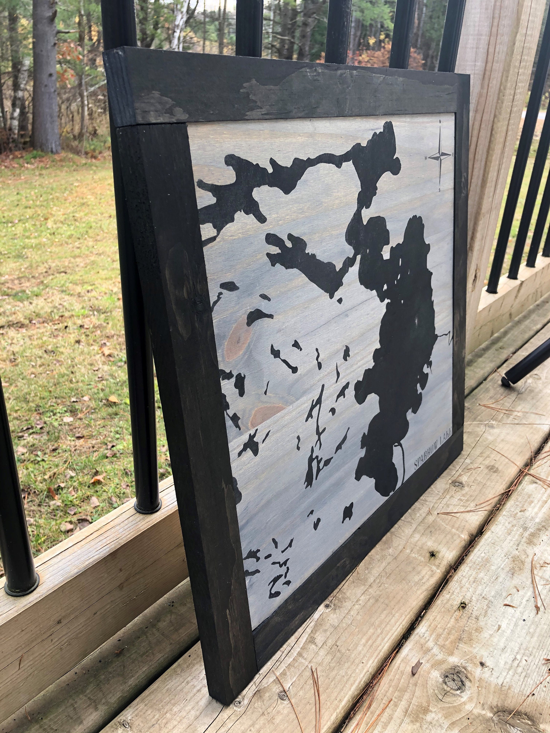 Sparrow Lake Map Lake Sign Farmhouse Wood Sign Rustic Sign Cottage Sign ...