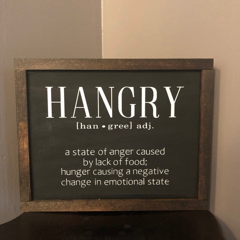 Hangry Sign | Farmhouse Cafe Wood Sign | Rustic Sign | Kitchen Sign ...