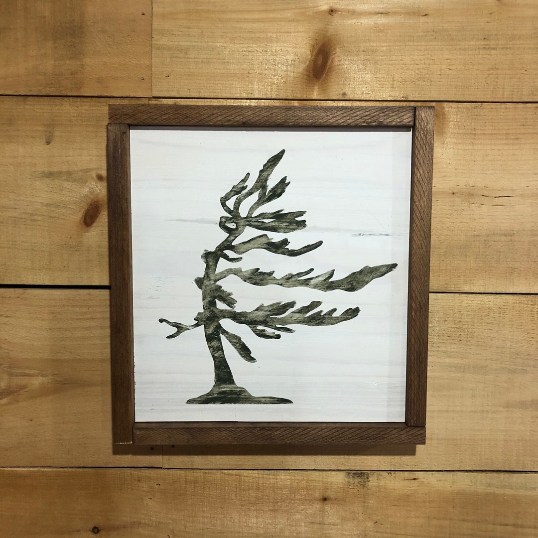 Windswept Pine Wood Sign Tree Sign Cottage Decor Wood - Etsy