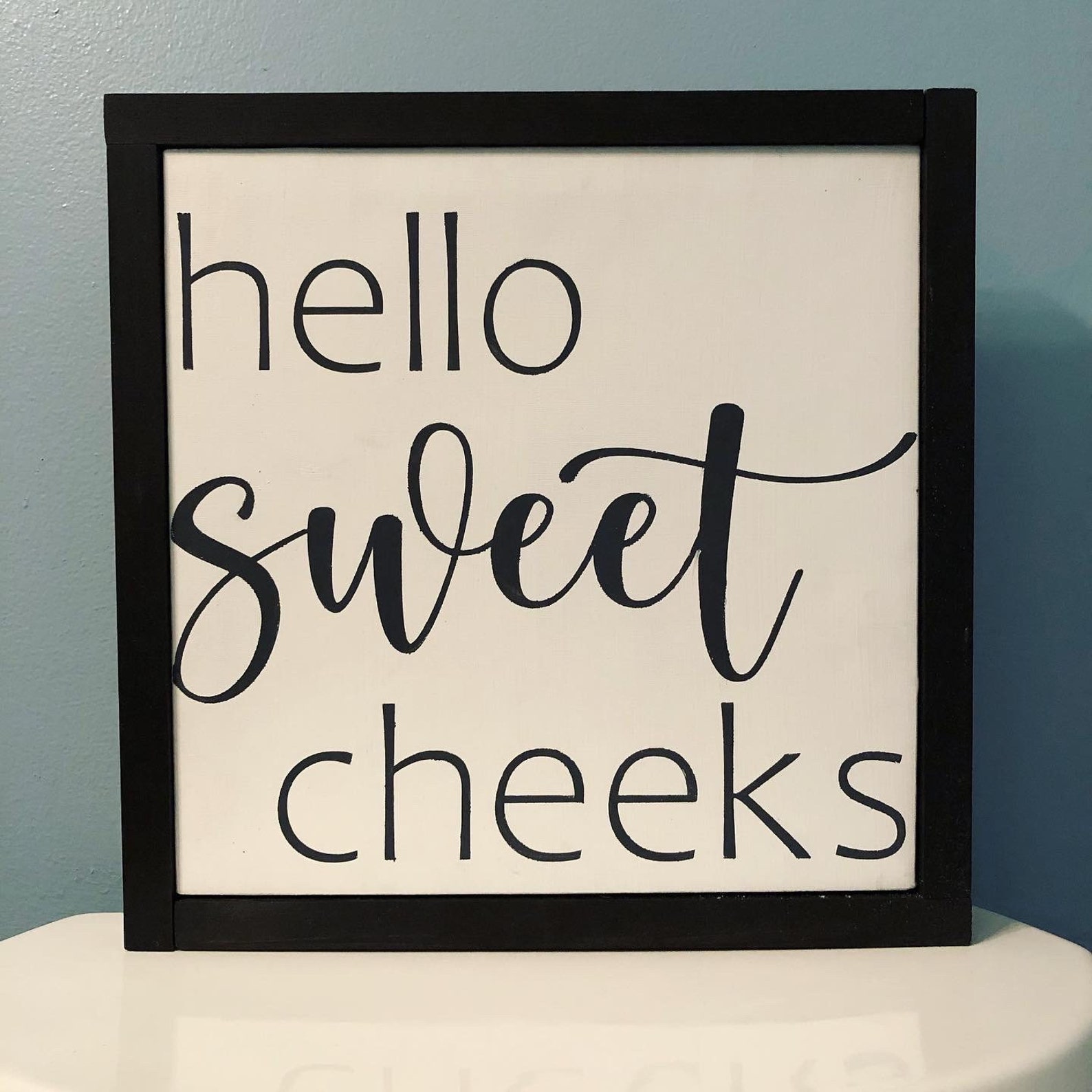 Small | Hello Sweet Cheeks | Farmhouse Bathroom Wood Sign | Rustic Sign ...
