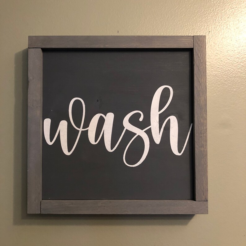 Laundry Signs | Wash, Dry, Fold, Repeat | Wood Sign | Bathroom Decor ...